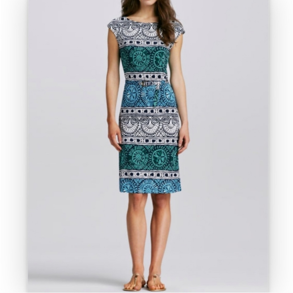 Tory Burch Kalvin Silk Geometric Pattern Jersey Dress… - Gem
